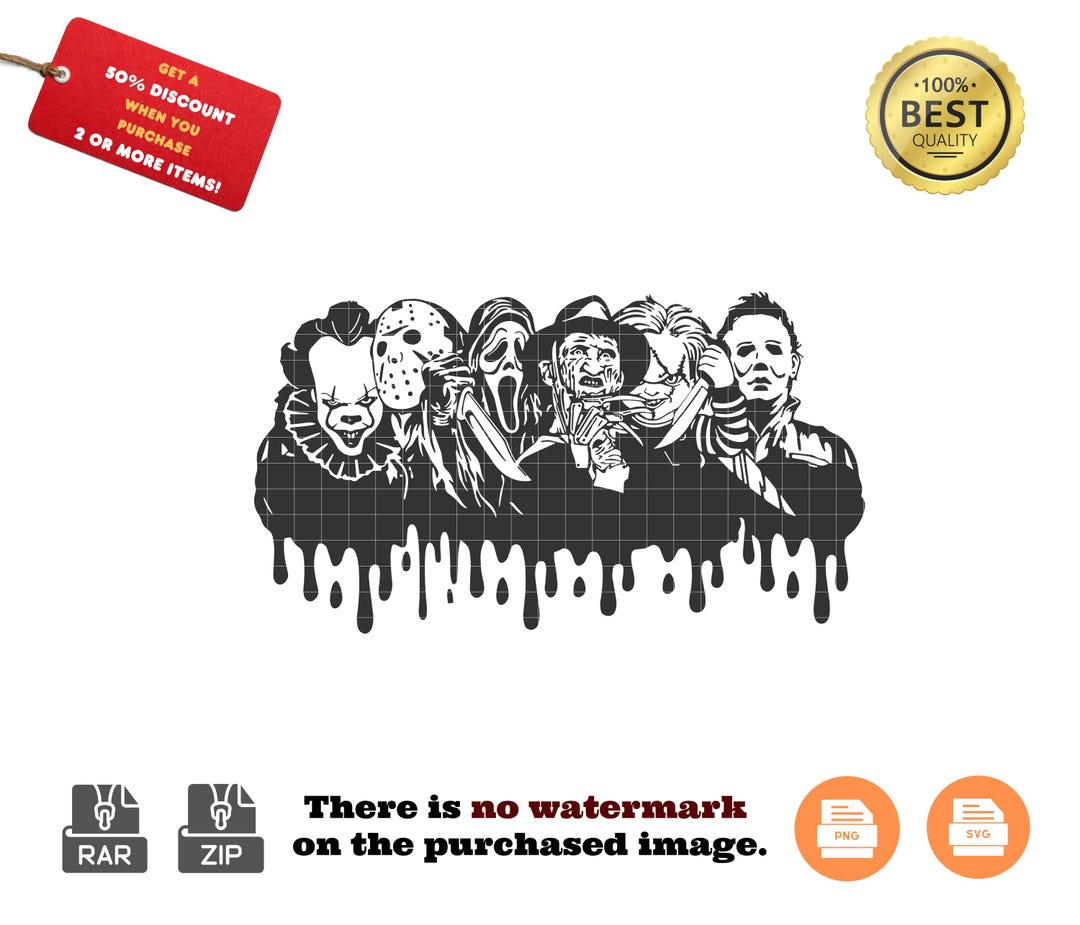 Halloween Svg | Iconic Horror Villains SVG & PNG | Dripping Design for ...
