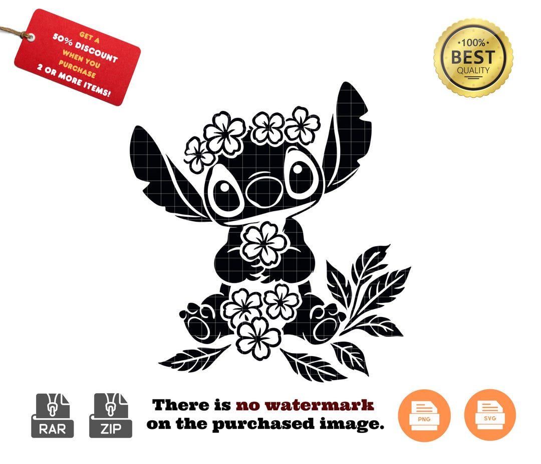 Flor de Stitch SVG: Lilo y Stitch, silueta de ángel (descarga digital ...