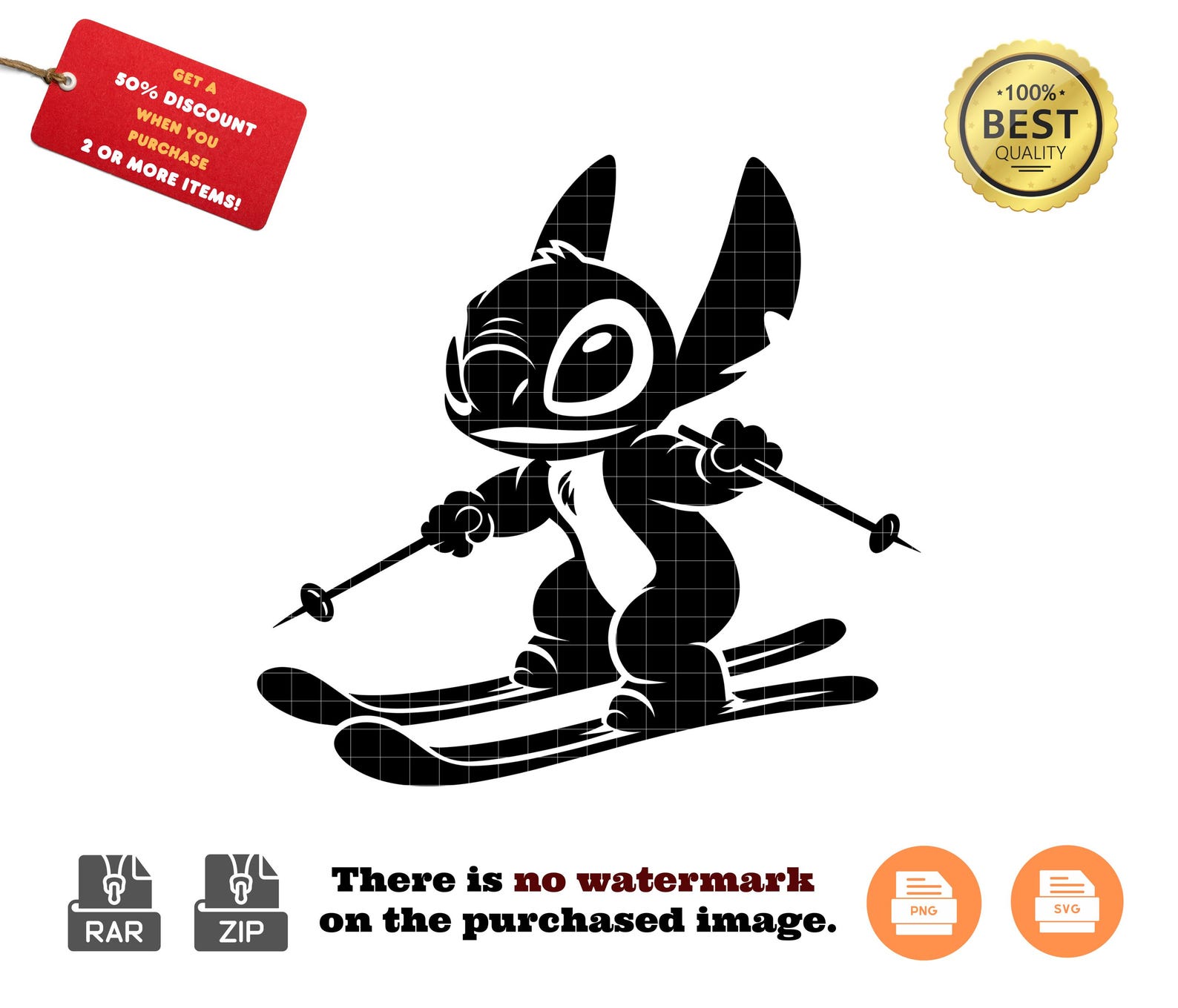 Stitch Skiing SVG: Lilo and Stitch Cartoon (digital Download) - Etsy