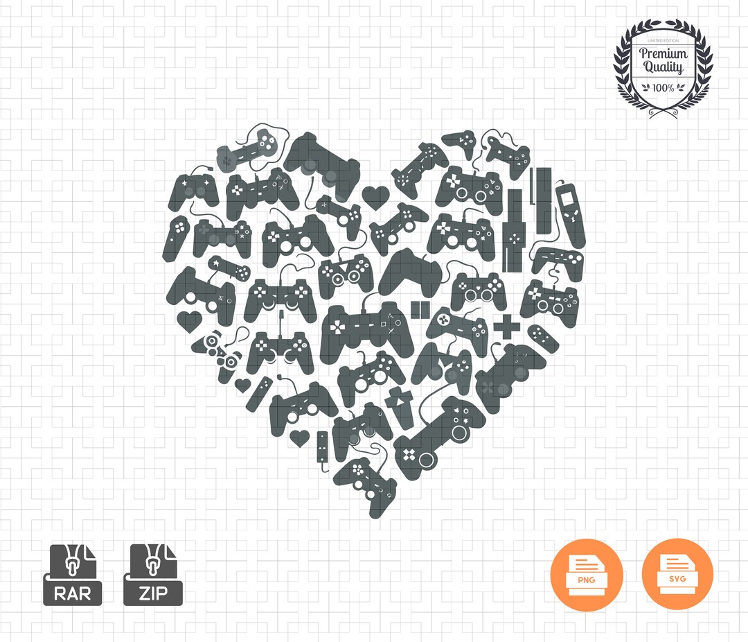 Love at Play: Heart of Gaming Controllers Silhouette Art | Controller ...