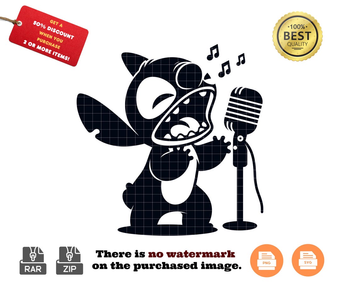 Stitch Singing SVG: Lilo and Stitch, Angel, Cartoon (instant Download ...