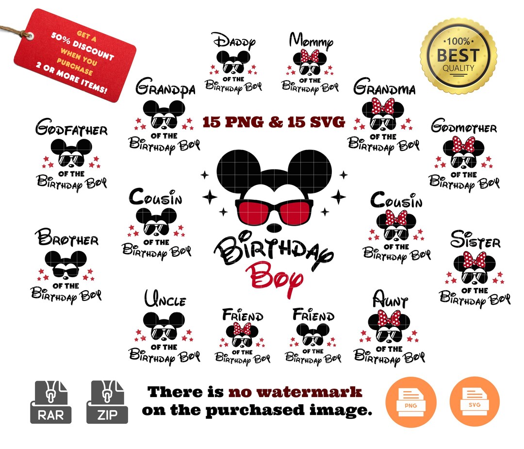 Minnie Mickey Birthday Boy SVG PNG Bundle (15+ Files) - Etsy