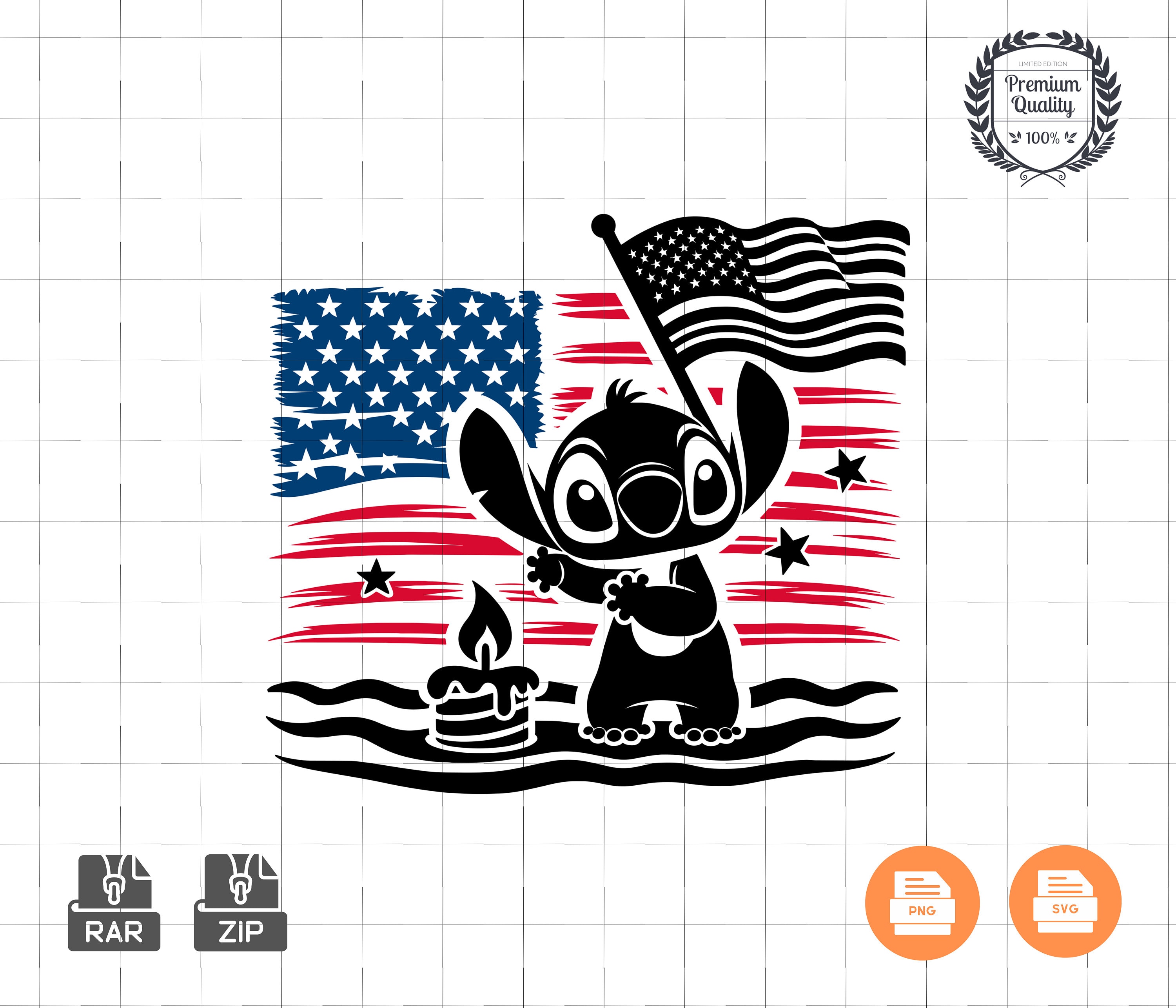 Stitch 4th of July SVG: Patriotic Lilo & Stitch (digital Download) - Etsy