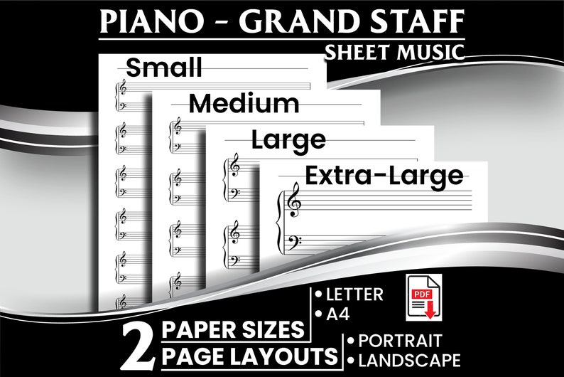 Printable Blank Piano Sheet Music, Grand Staff Music Paper, Portrait ...