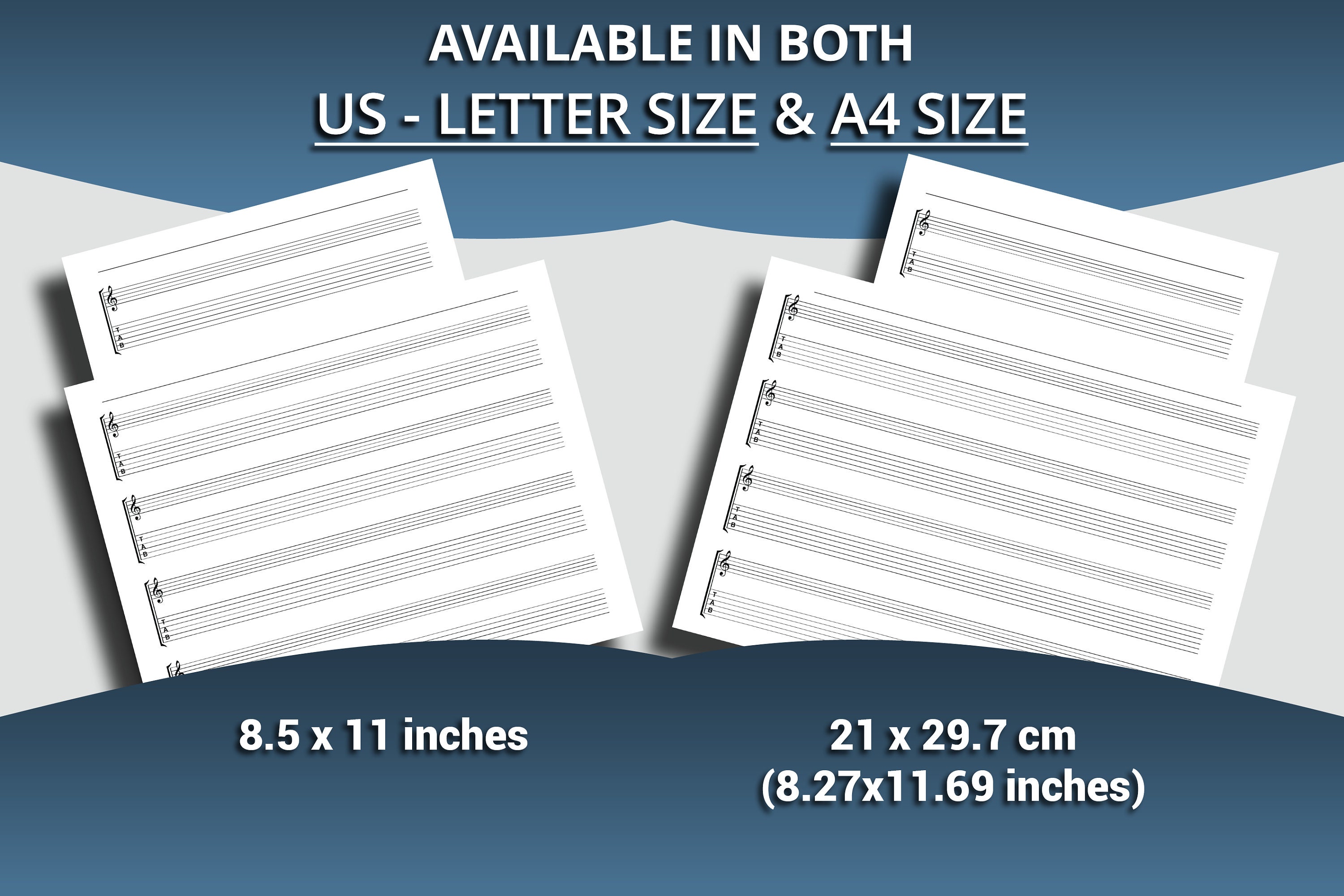 Printable Guitar Tablature and Staff, Guitar Tab Paper With Standard ...