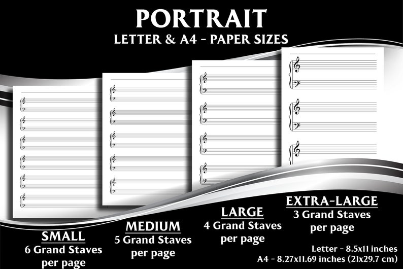 Printable Blank Piano Sheet Music, Grand Staff Music Paper, Portrait ...