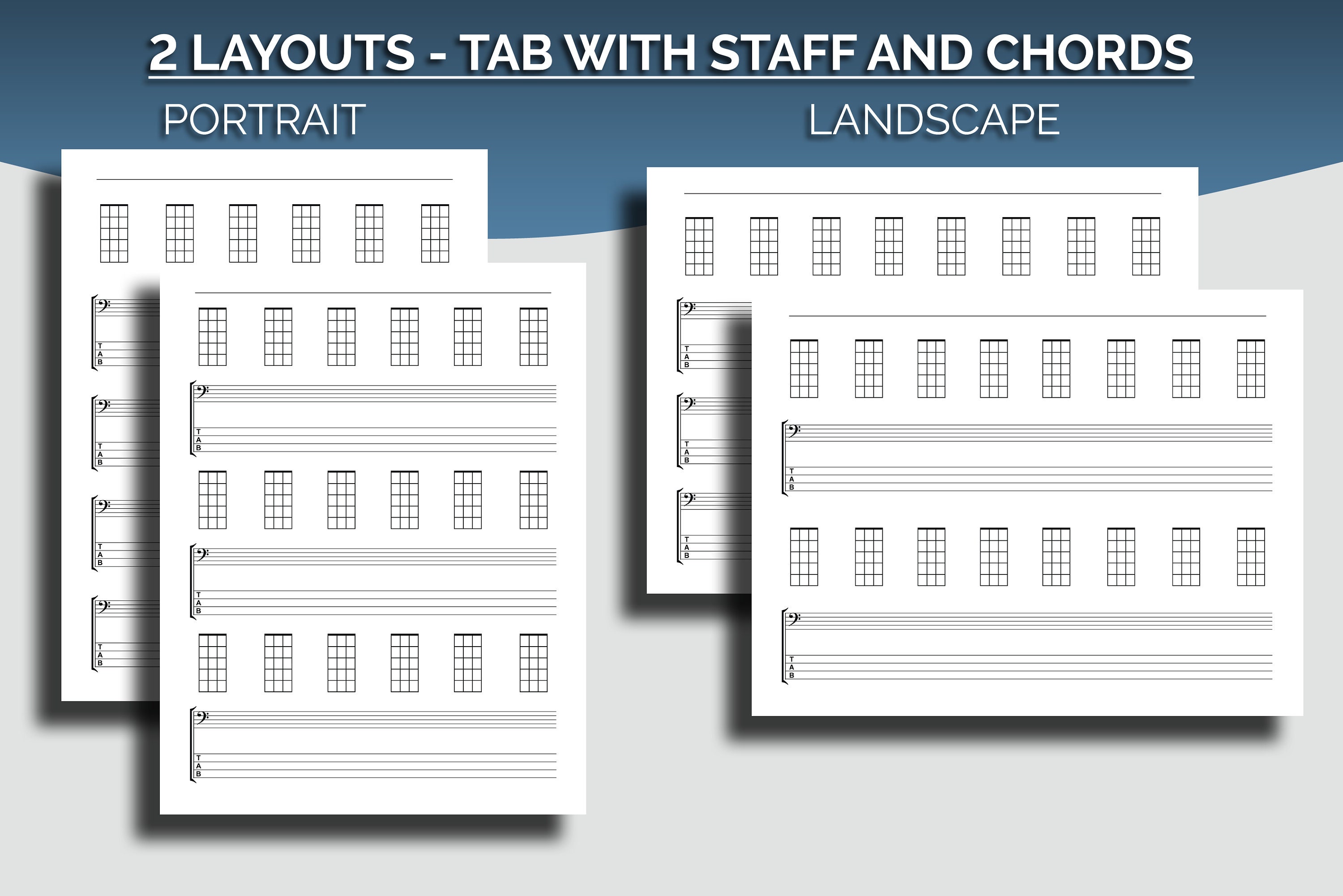 Printable 4 String Bass Guitar Blank Tablature With Music Staff and ...