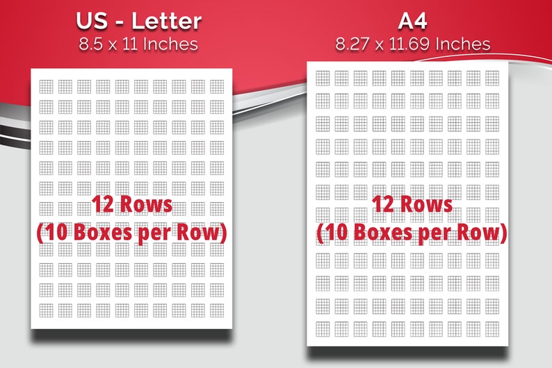 Printable 6 String Guitar 120 Blank Chords Chart -12 Rows (10 Chord ...