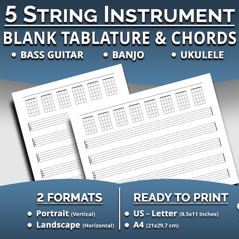 Blank Banjo Tab Sheet - Etsy