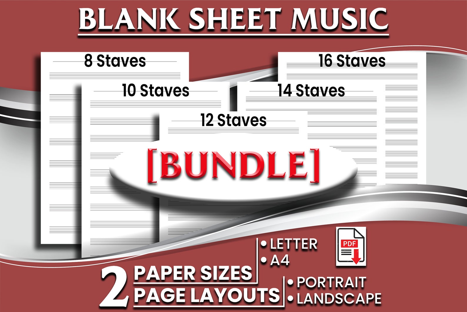 Printable Blank Sheet Music, Staff Paper, Music Manuscript Paper ...