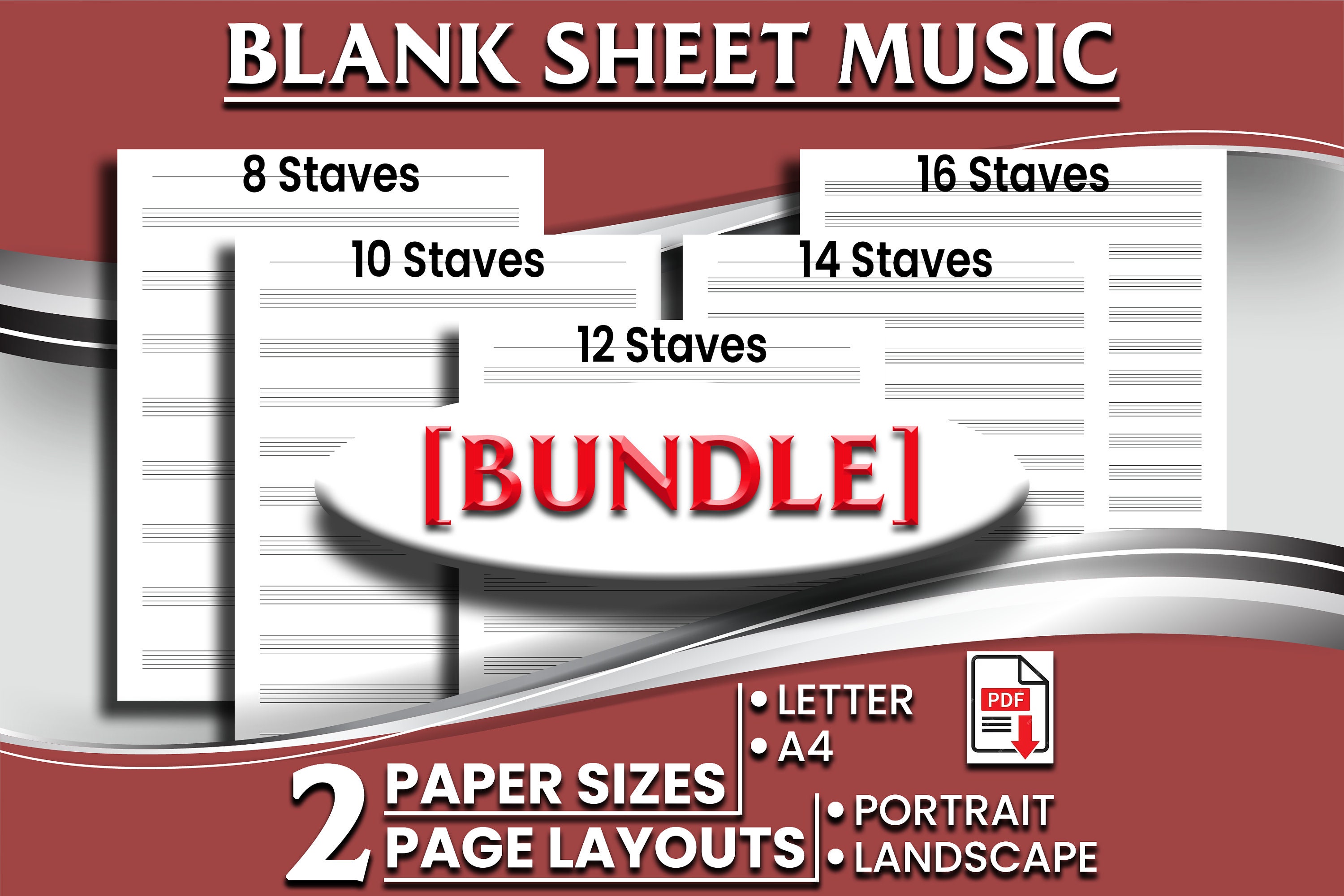 Printable Blank Sheet Music, Staff Paper, Music Manuscript Paper ...