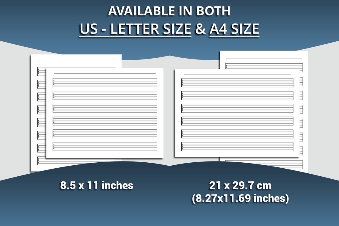 Printable 6 String Guitar Blank Tablature Sheet, Guitar Tab Paper - US ...