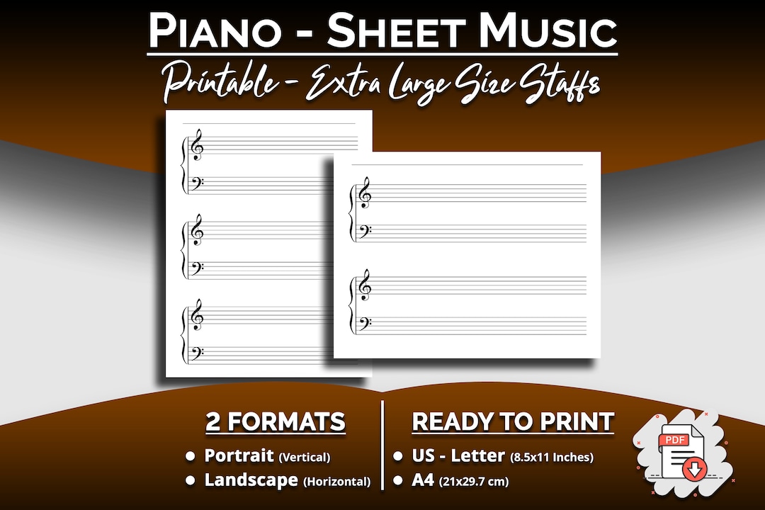 Printable Piano Blank Sheet Music for Kids With Extra Large Grand ...