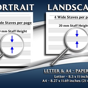 Printable Wide Staff Blank Sheet Music for Kids Music Practice, Large ...