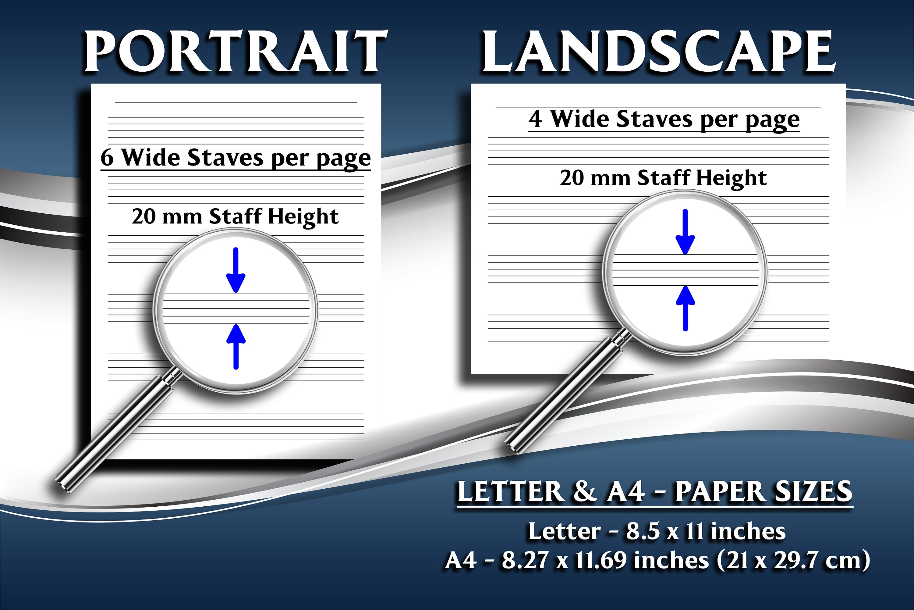 Printable Wide Staff Blank Sheet Music for Kids Music Practice, Large ...