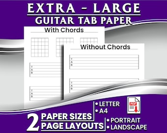 Printable Simple Blank Guitar Tab Paper Digital Download - Etsy