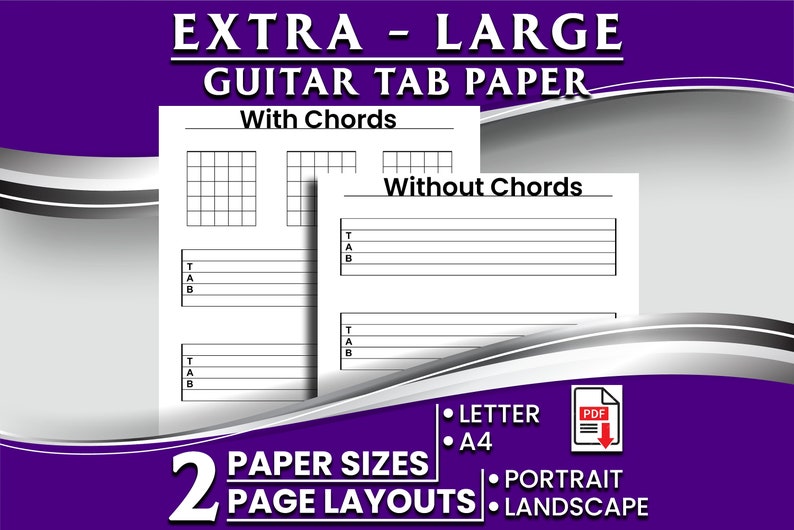 Printable Extra Large Extra Wide Guitar Blank Tablature Sheet, Tab ...