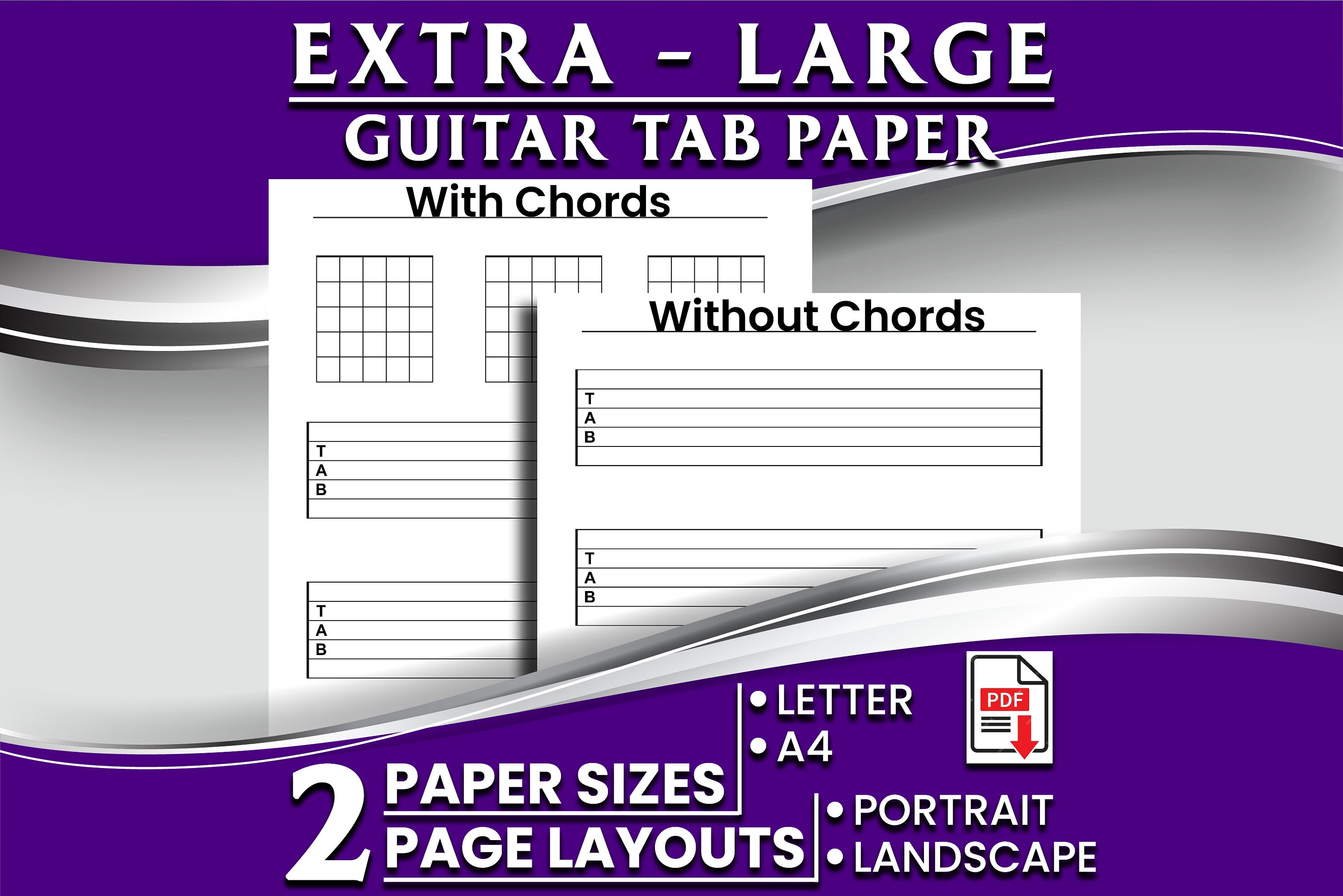 Printable Extra Large Extra Wide Guitar Blank Tablature Sheet, Tab ...