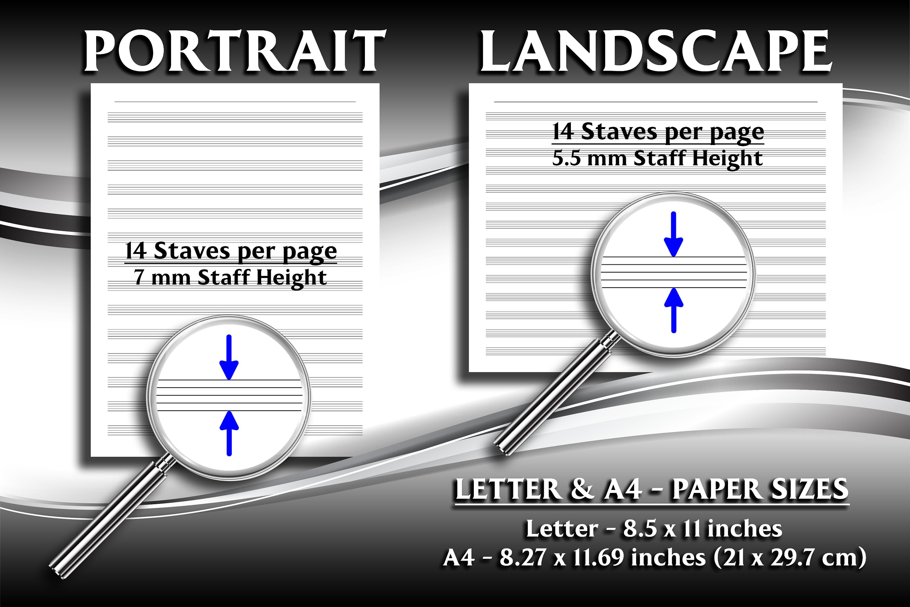 Printable Blank Sheet Music, 14 Staffs / Staves per Page, Staff Paper ...