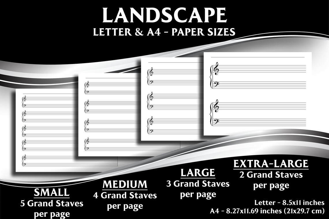 Printable Blank Piano Sheet Music, Grand Staff Music Paper, Portrait ...