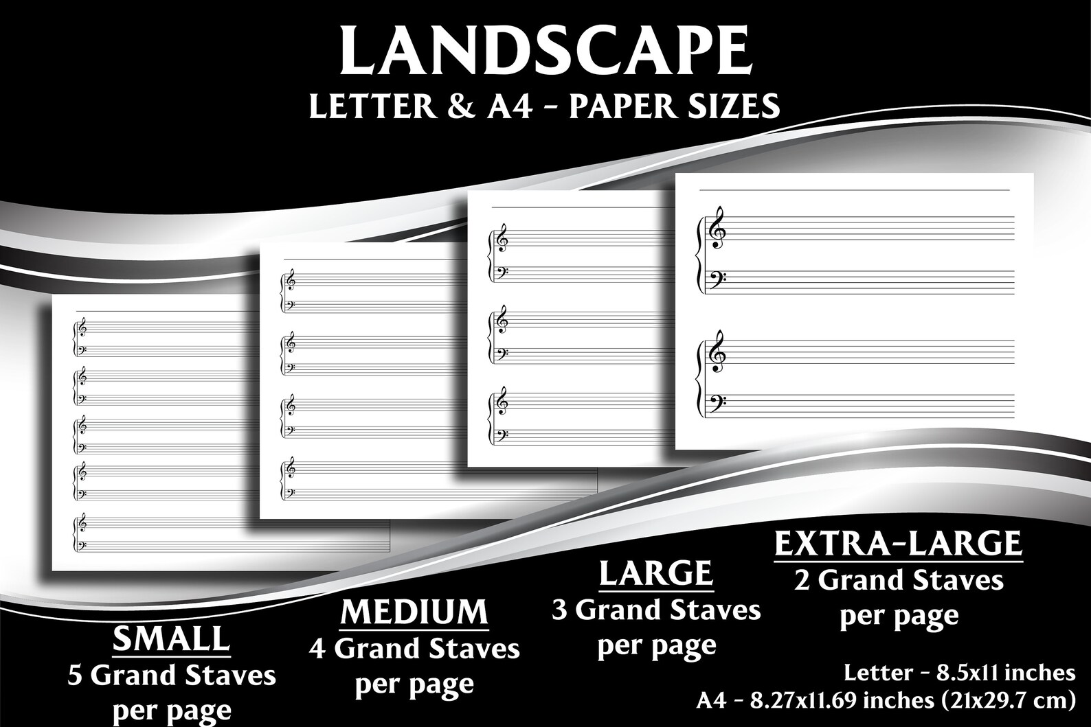 Printable Blank Piano Sheet Music, Grand Staff Music Paper, Portrait ...