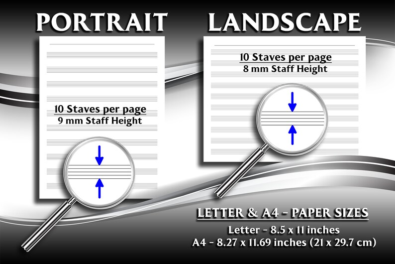Printable Blank Sheet Music, 10 Staffs / Staves per Page, Staff Paper ...