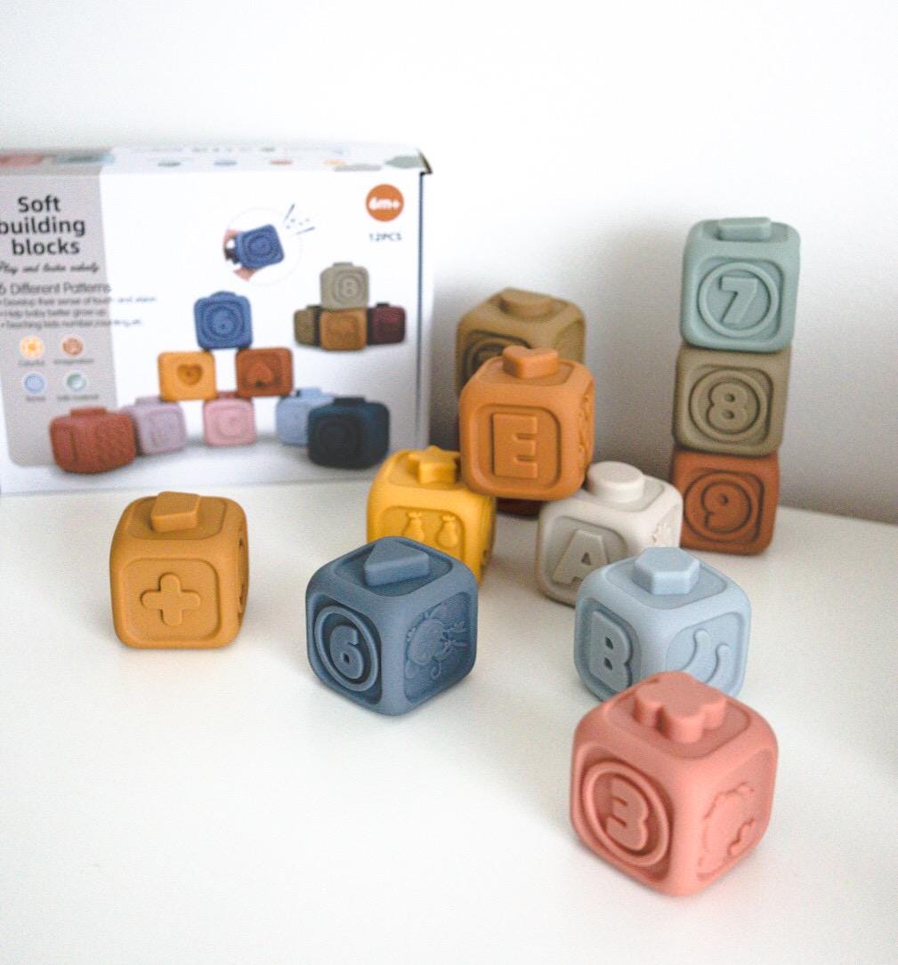 Soft Silicone Building Blocks for Kids – 12 Pieces With Numbers ...