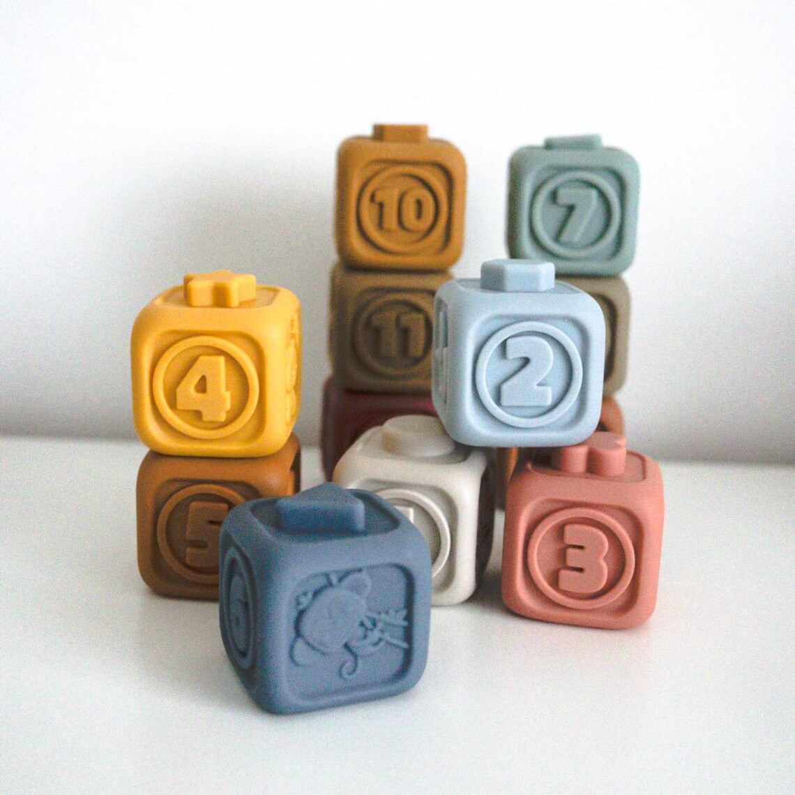 Soft Silicone Building Blocks for Kids – 12 Pieces With Numbers ...