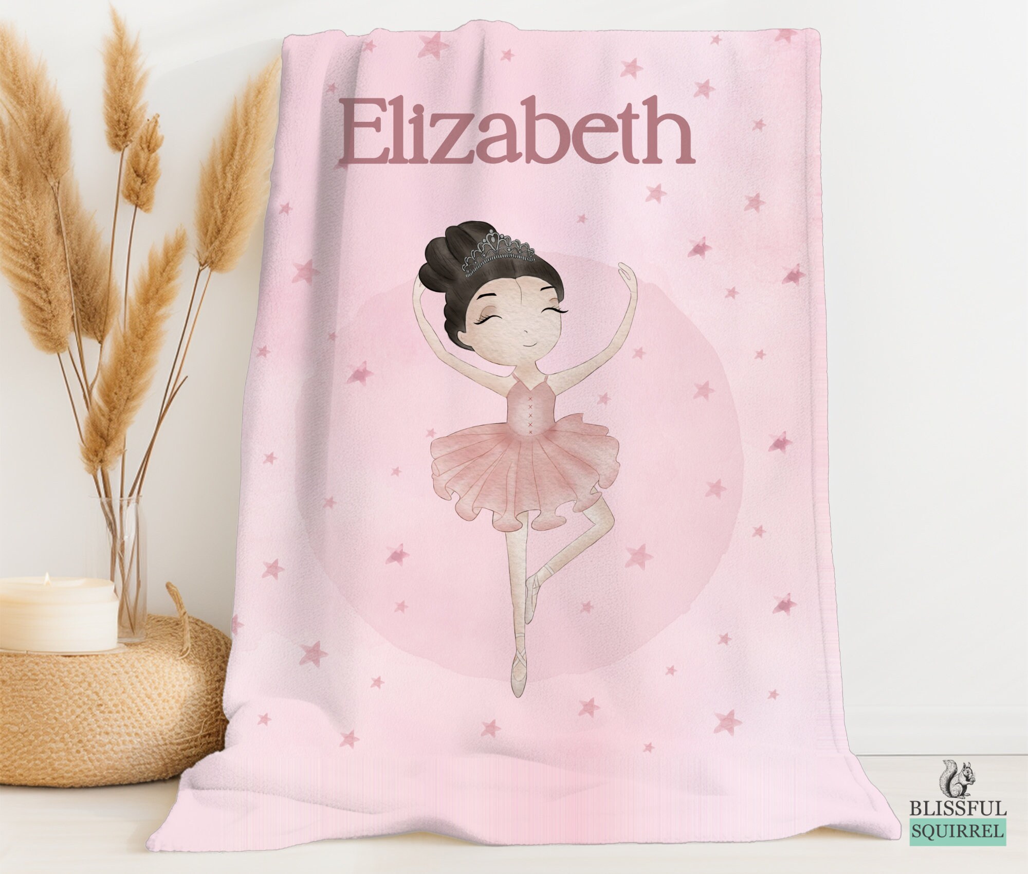 Personalized Girl Name Blanket, Custom Name Ballerina Baby Blanket ...