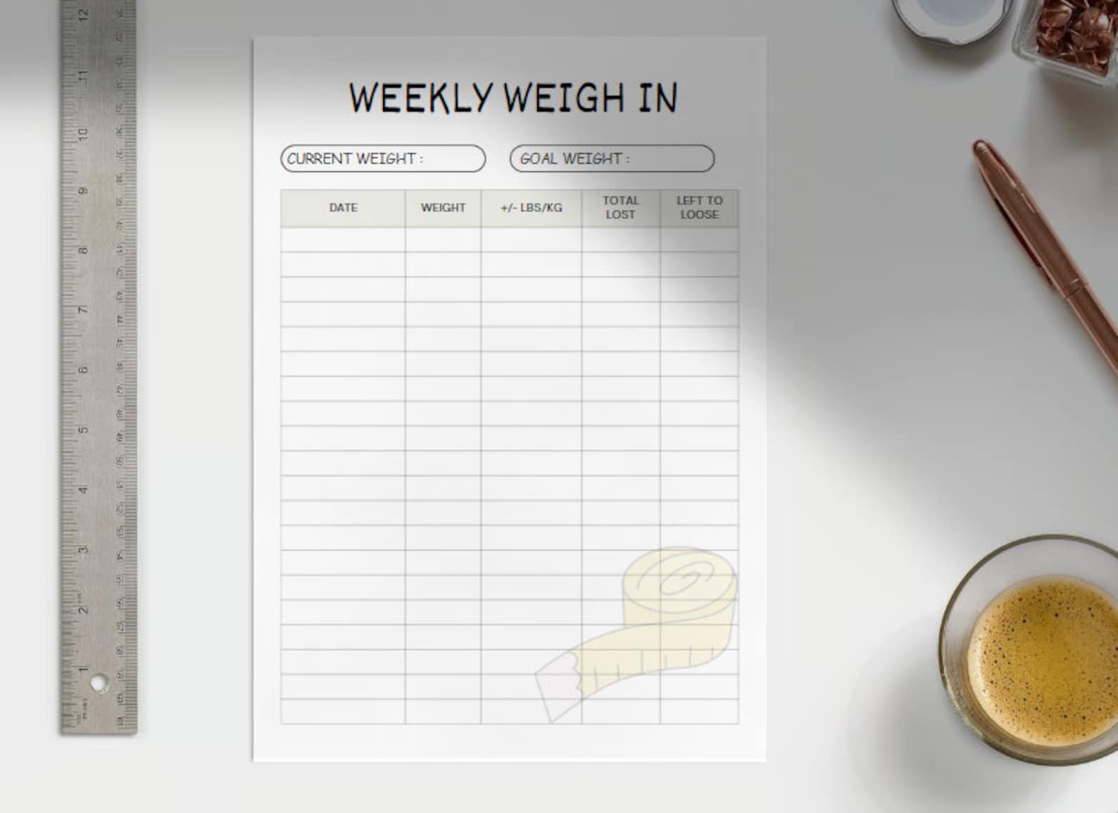 Weight Loss Progress Chart | Printable Weight Loss Tracker| Slimming ...