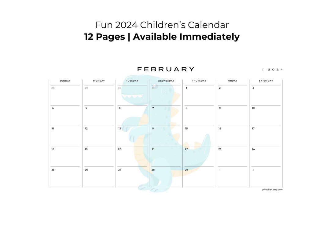 2024 Printable Children's Calendar | Kids Calendar | Fun Kids Calendar ...