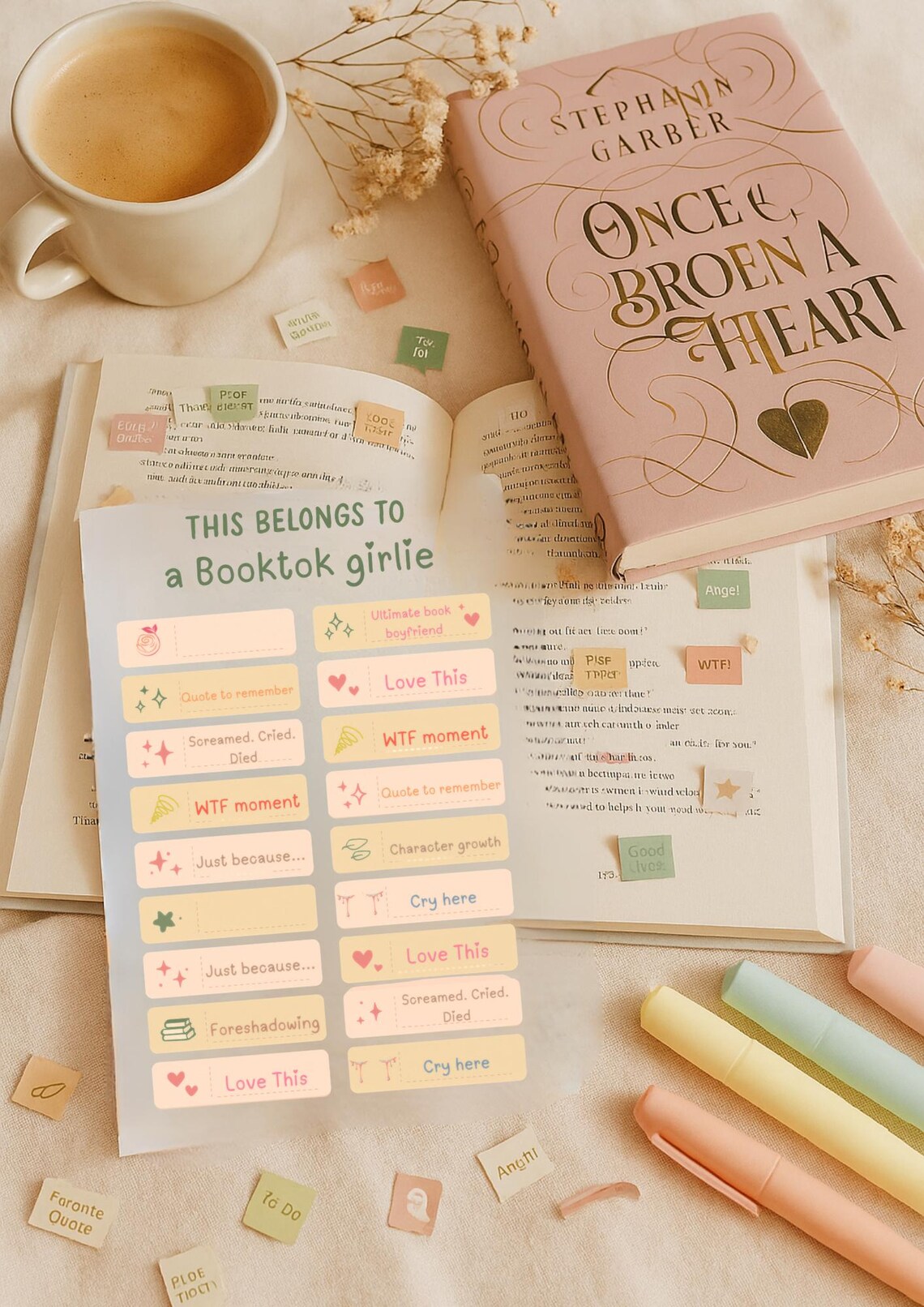 Booktok Annotation Kit . Printable Sticky Tabs | Digital Book ...