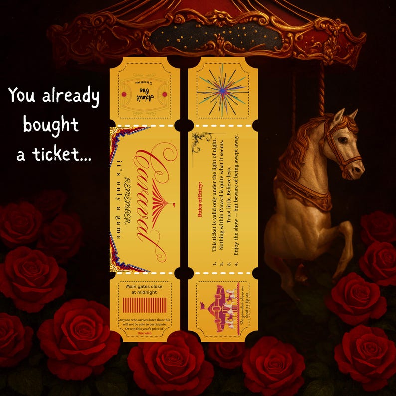Caraval Ticket Bookmark , Exclusive Ticket to Caraval Collectable ...