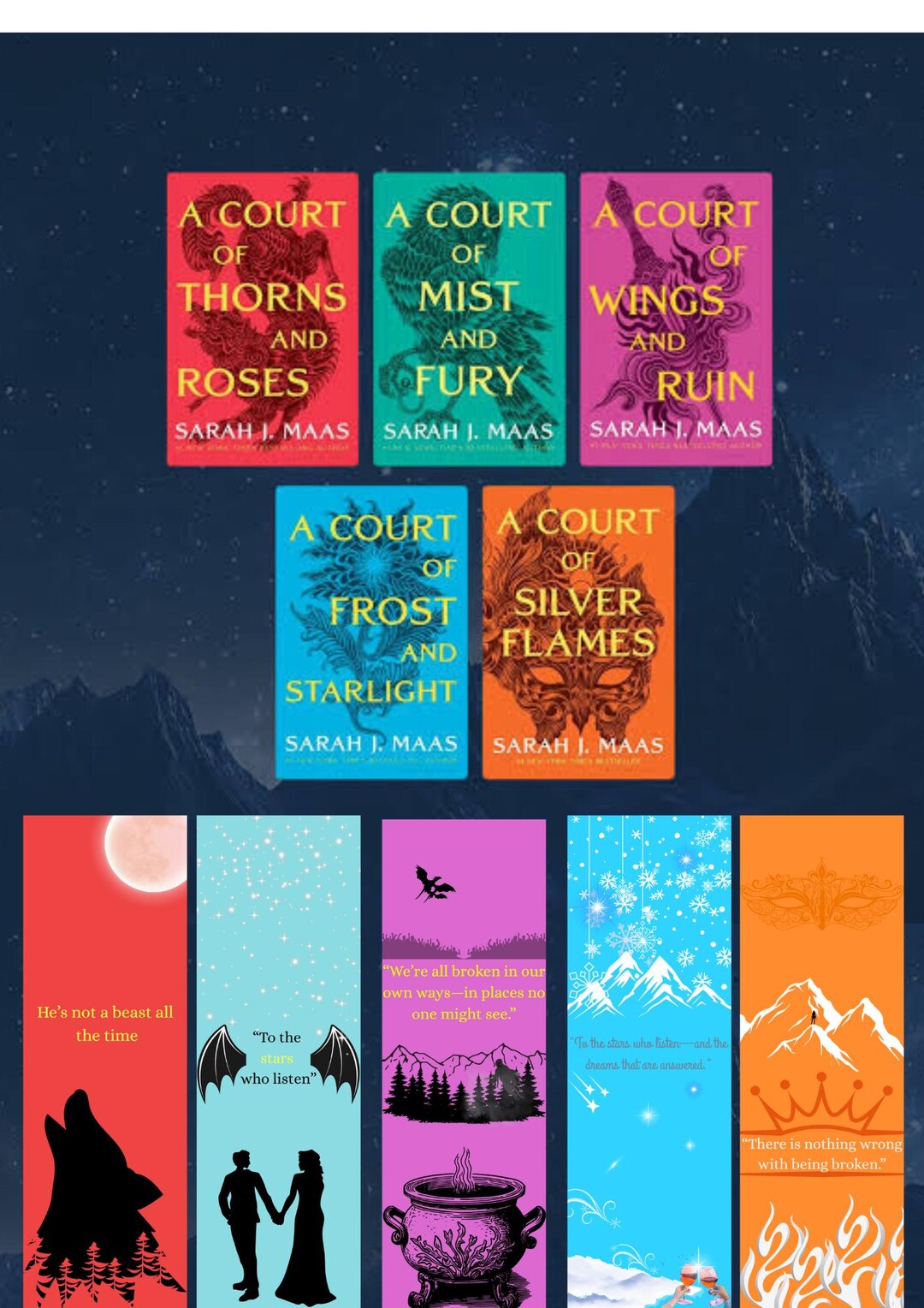 Color Coded and Themed Bookmarks | Bundle of 5 | Inspired by Each Book ...