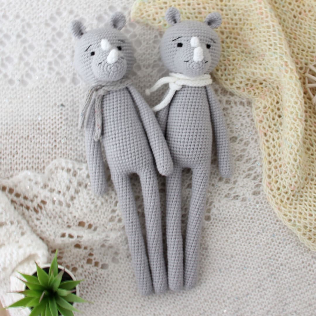 Rhino Stuffed Animals Amigurumi PATTERN Safari Nursery Decor Soft Toy ...