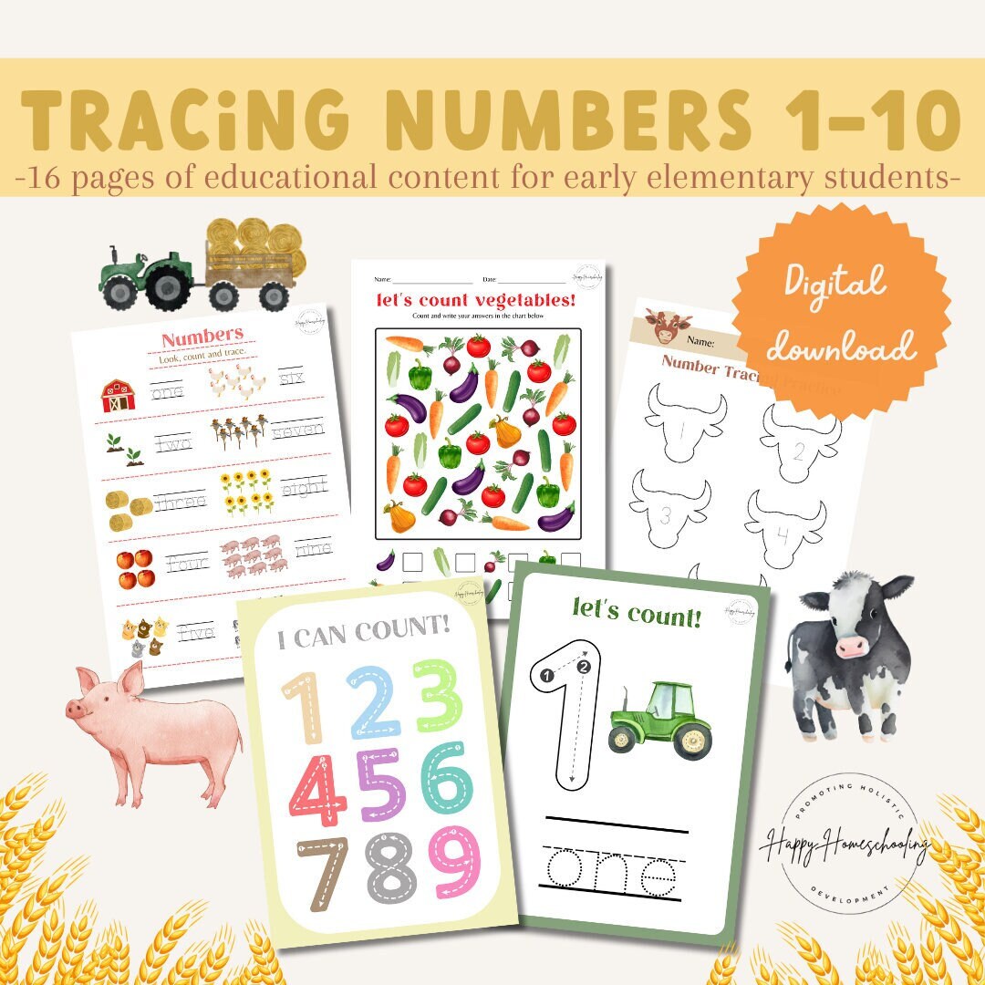 Tracing Numbers 1-10 - Etsy