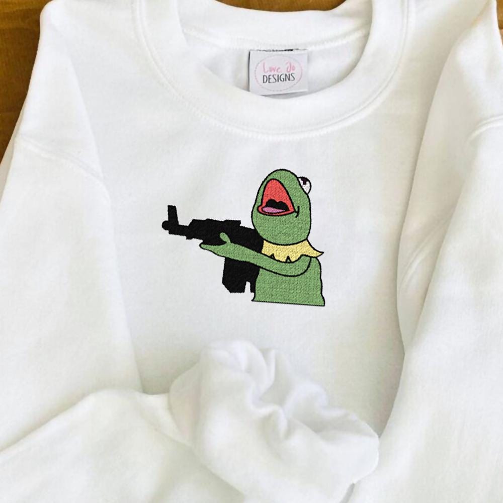 Kermit With AK-47 Machine Embroidery Design,kermit With Gun Meme Patch ...
