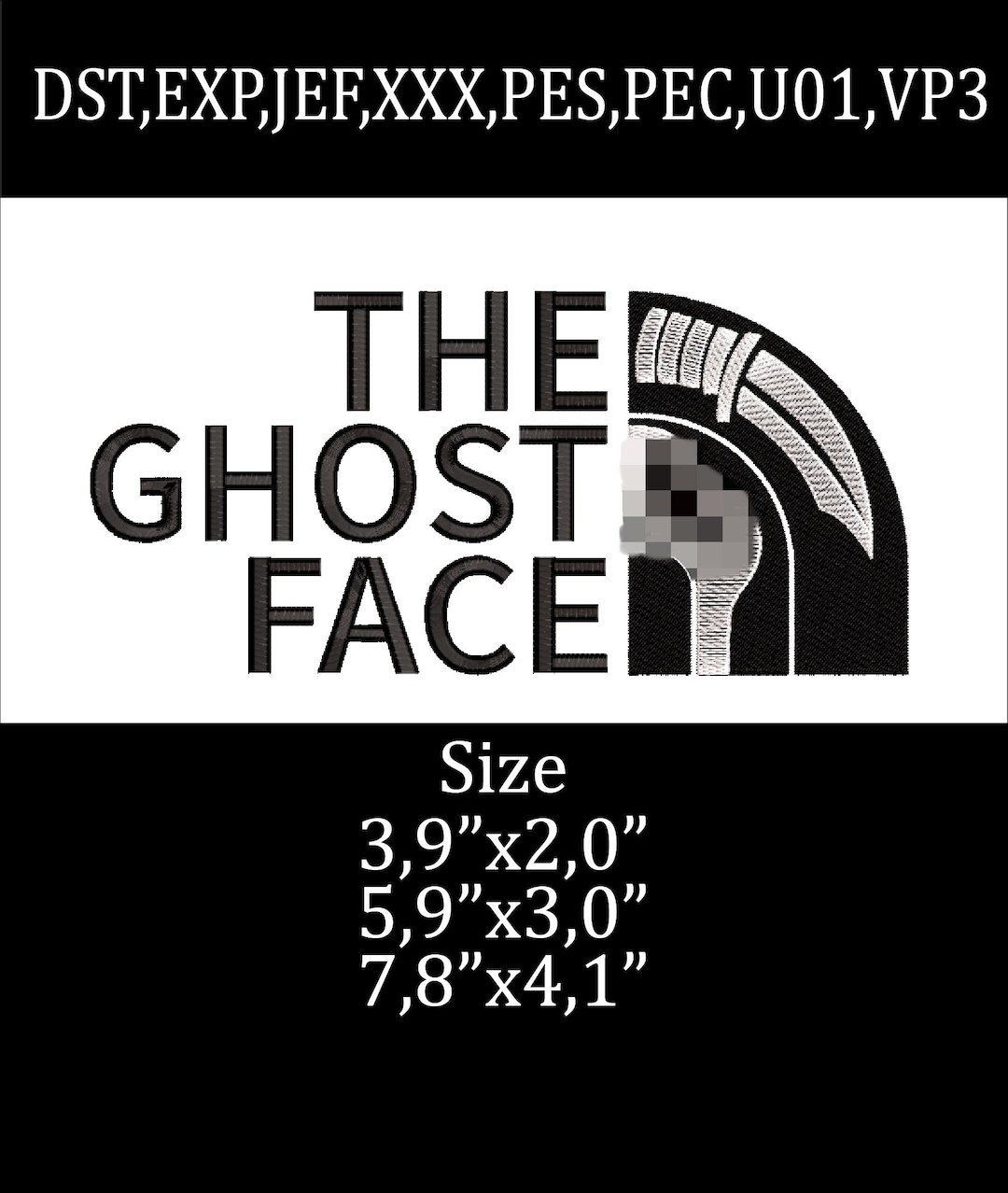 Ghostface Embroidery Design – Scream Patch File – the North Face Parody – Movie Parody Patch ...