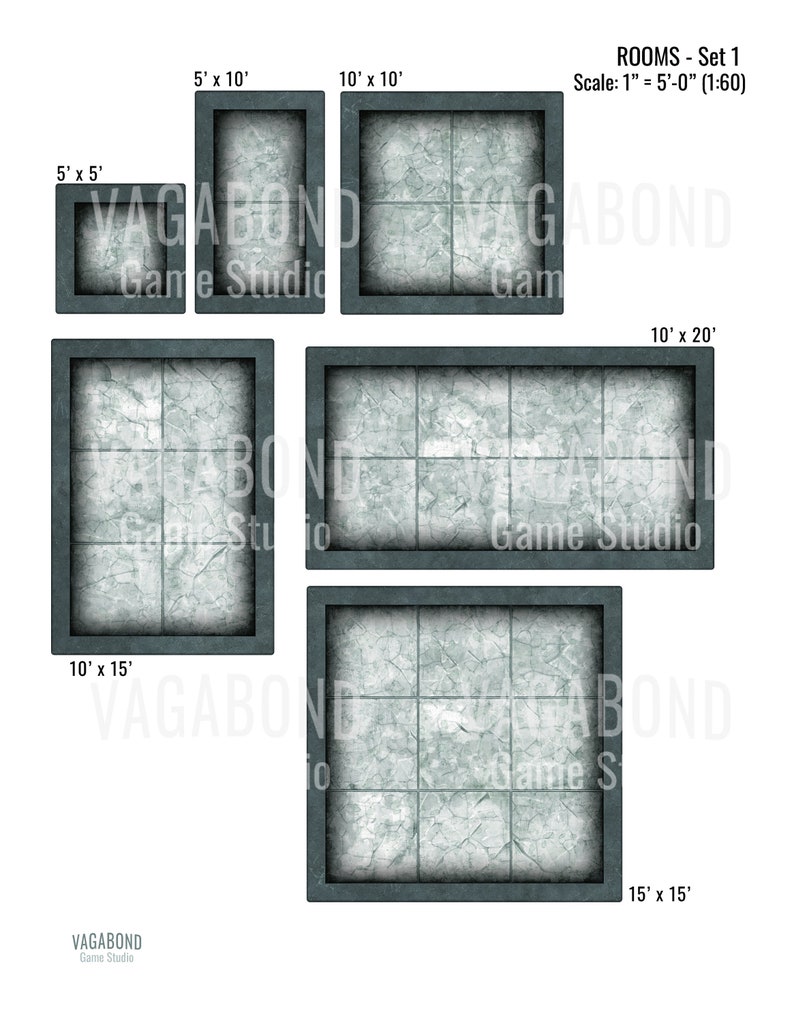 Printable Dungeon Tiles for Dungeons and Dragons - Dnd / Tabletop ...