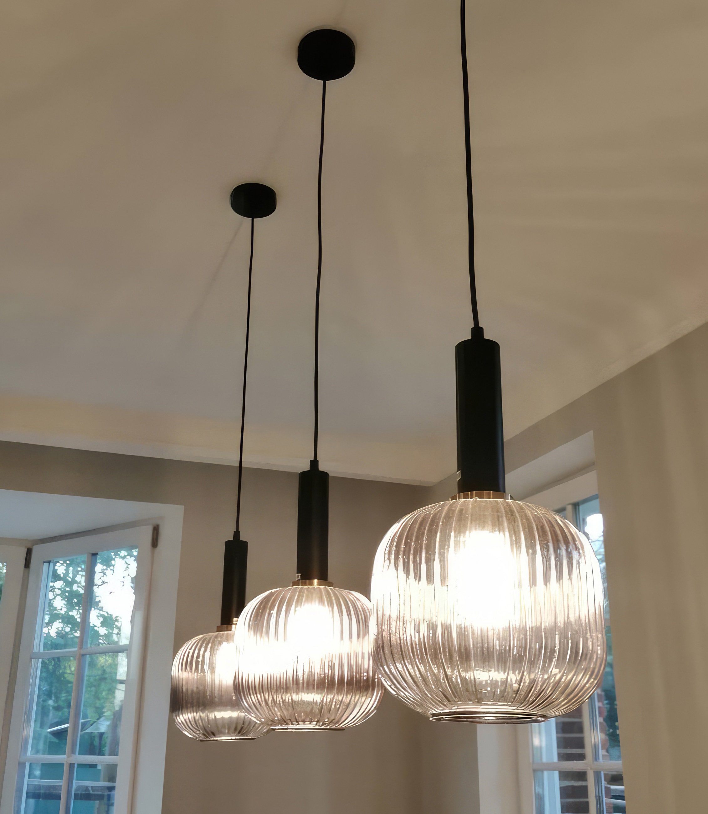 Kitchen Lighting, Kitchen Island Light,round Ceiling Light,reeded Glass ...