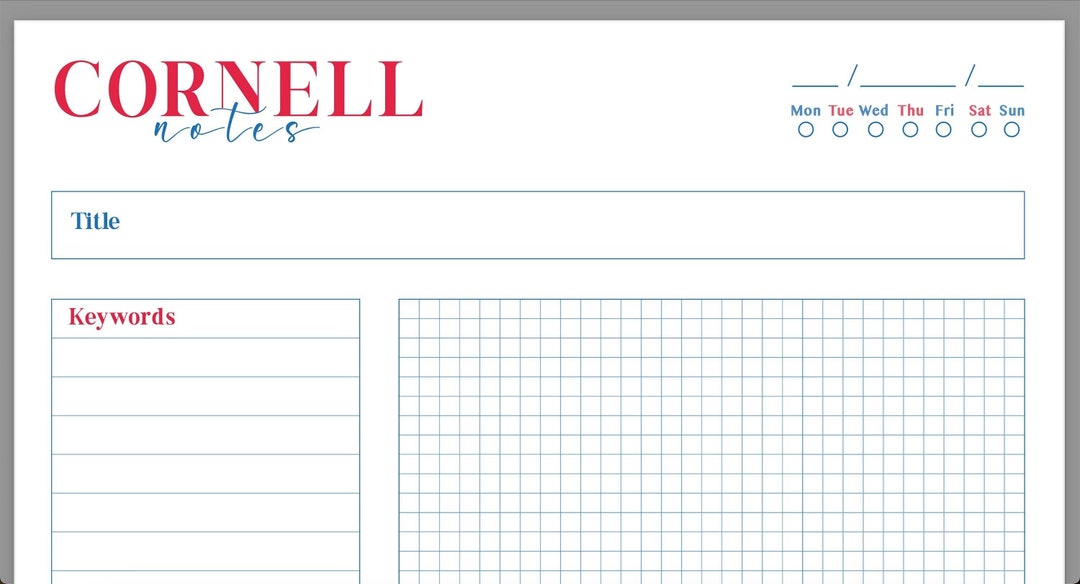 Digital Note Template Cornell Method A4 Professional Digital - Etsy