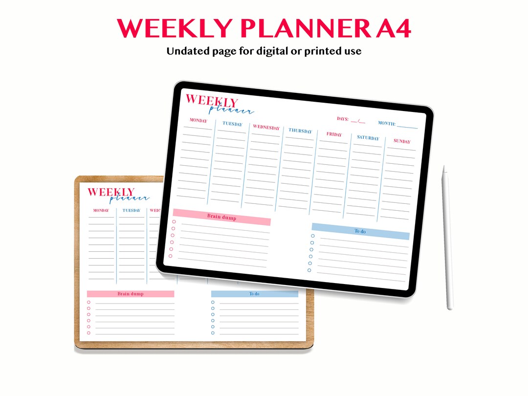 Digital Template Weekly Planner A4 Organize Your Week in Style PDF ...