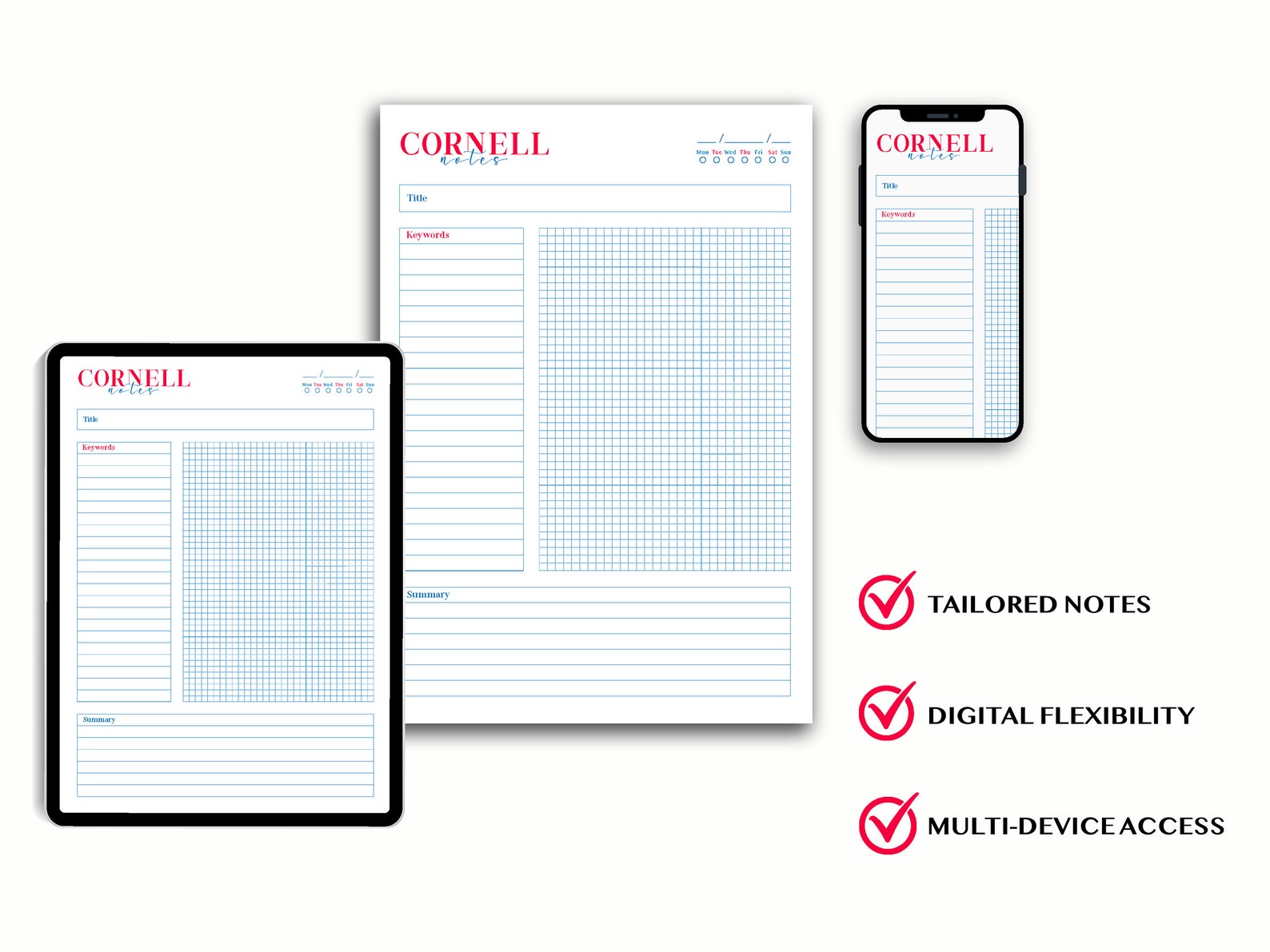 Digital Note Template Cornell Method A4 Professional Digital Note ...