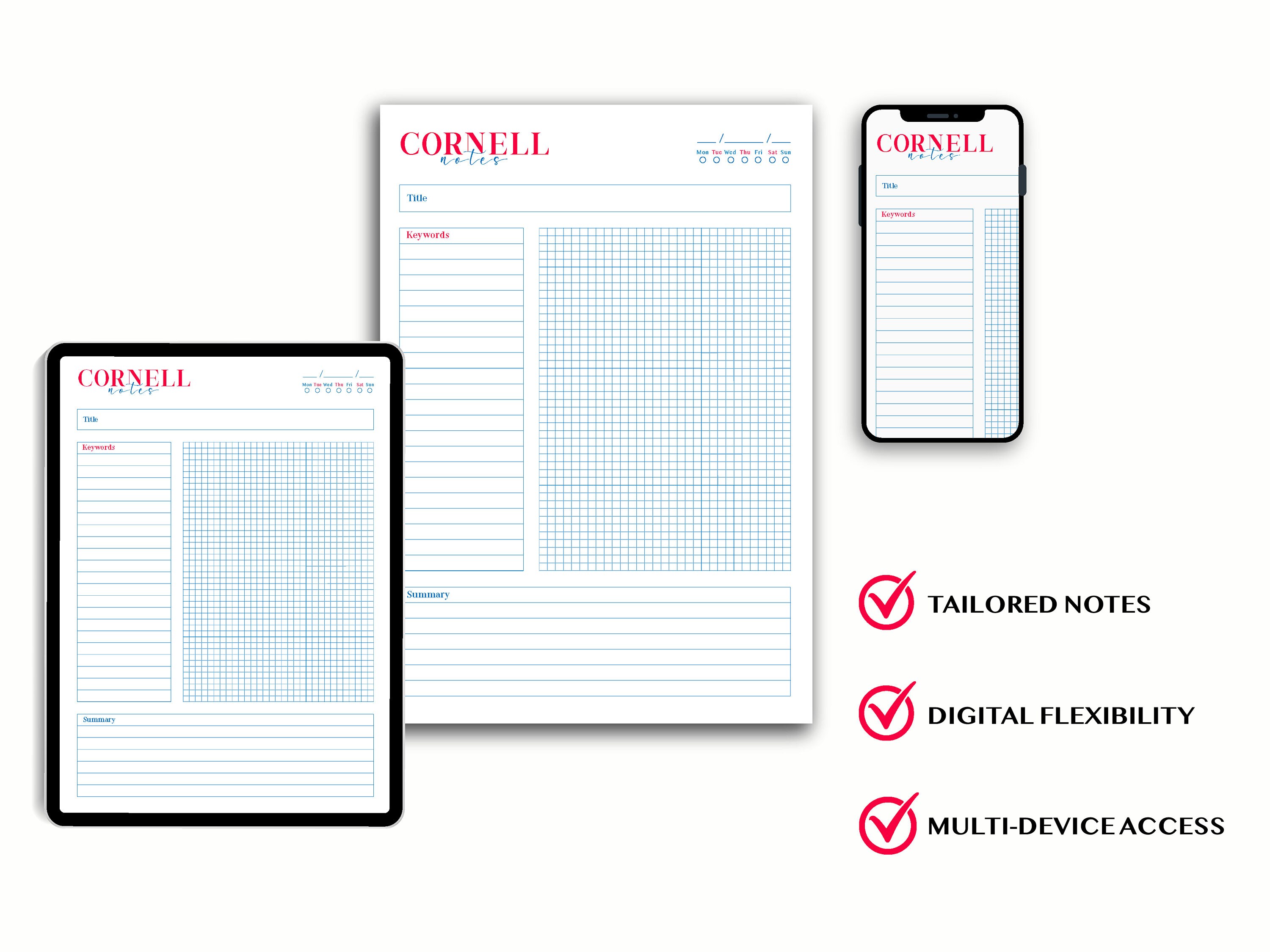 Digital Note Template Cornell Method A4 Professional Digital Note ...