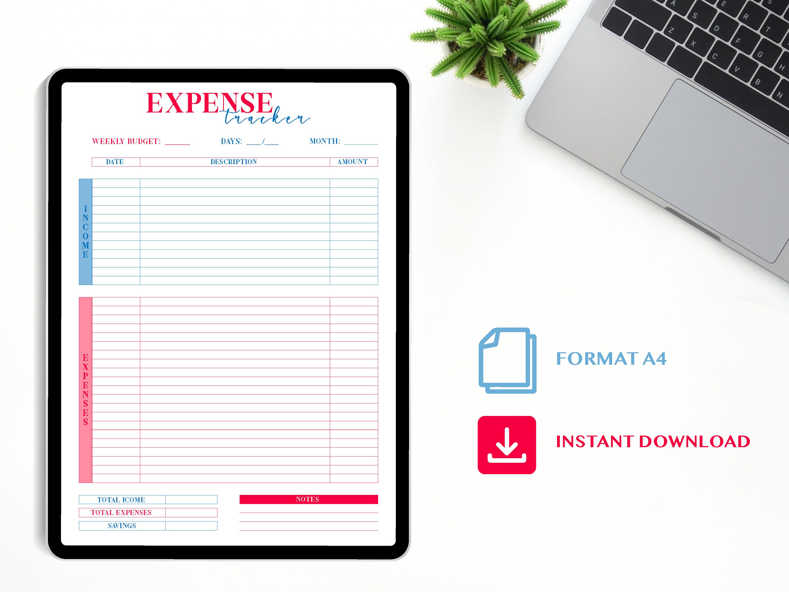 Digital Template Expense Tracker A4 for Effortless Expense Management PDF Ideal for Those Who ...