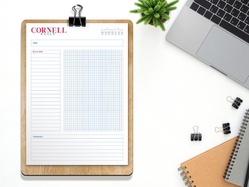 Digital Note Template Cornell Method A4 Professional Digital Note ...