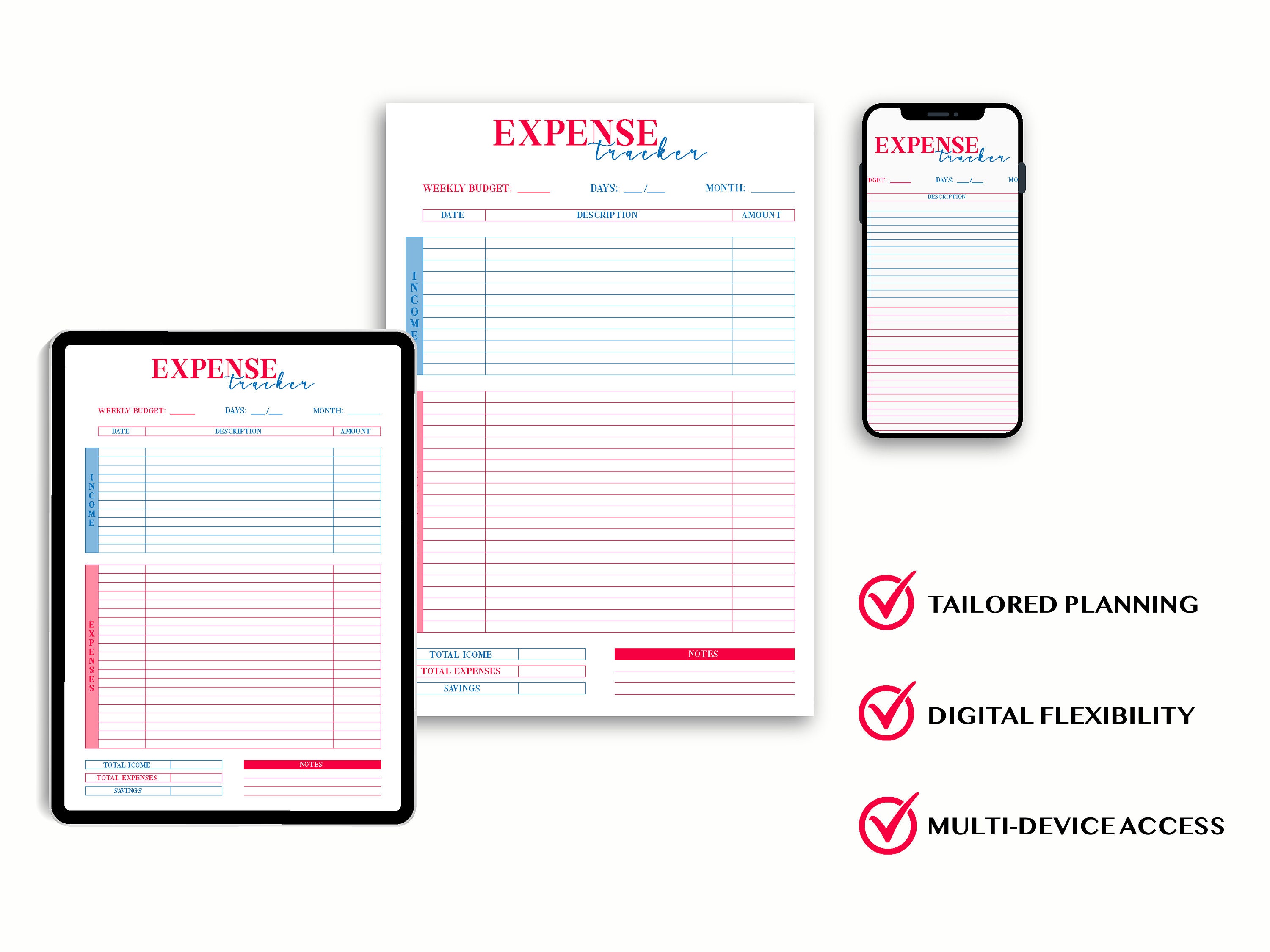 Digital Template Expense Tracker A4 for Effortless Expense Management PDF Ideal for Those Who ...
