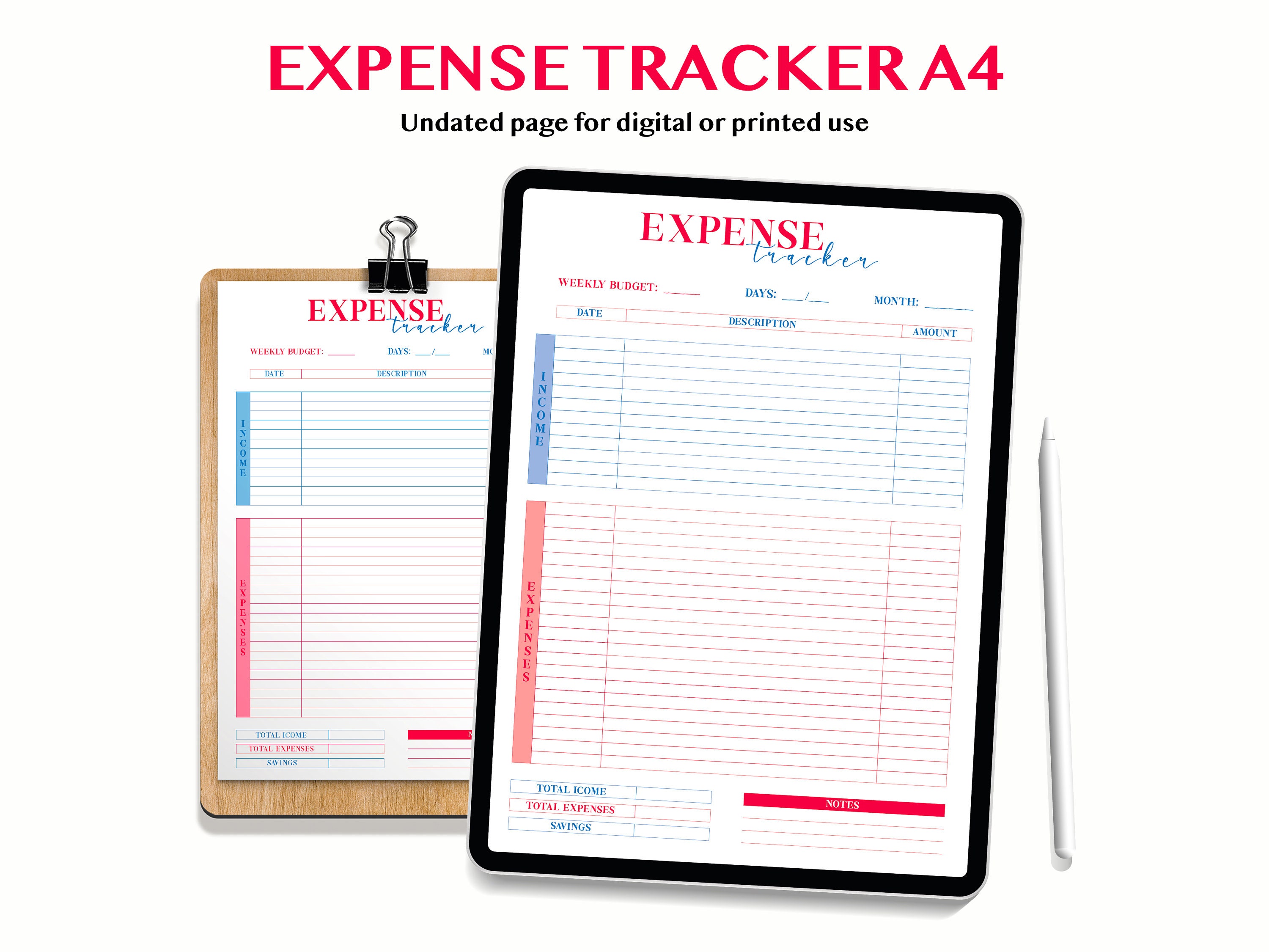 Digital Template Expense Tracker A4 for Effortless Expense Management PDF Ideal for Those Who ...