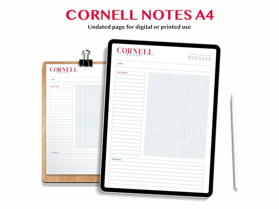 Digital Note Template Cornell Method A4 Professional Digital Note ...