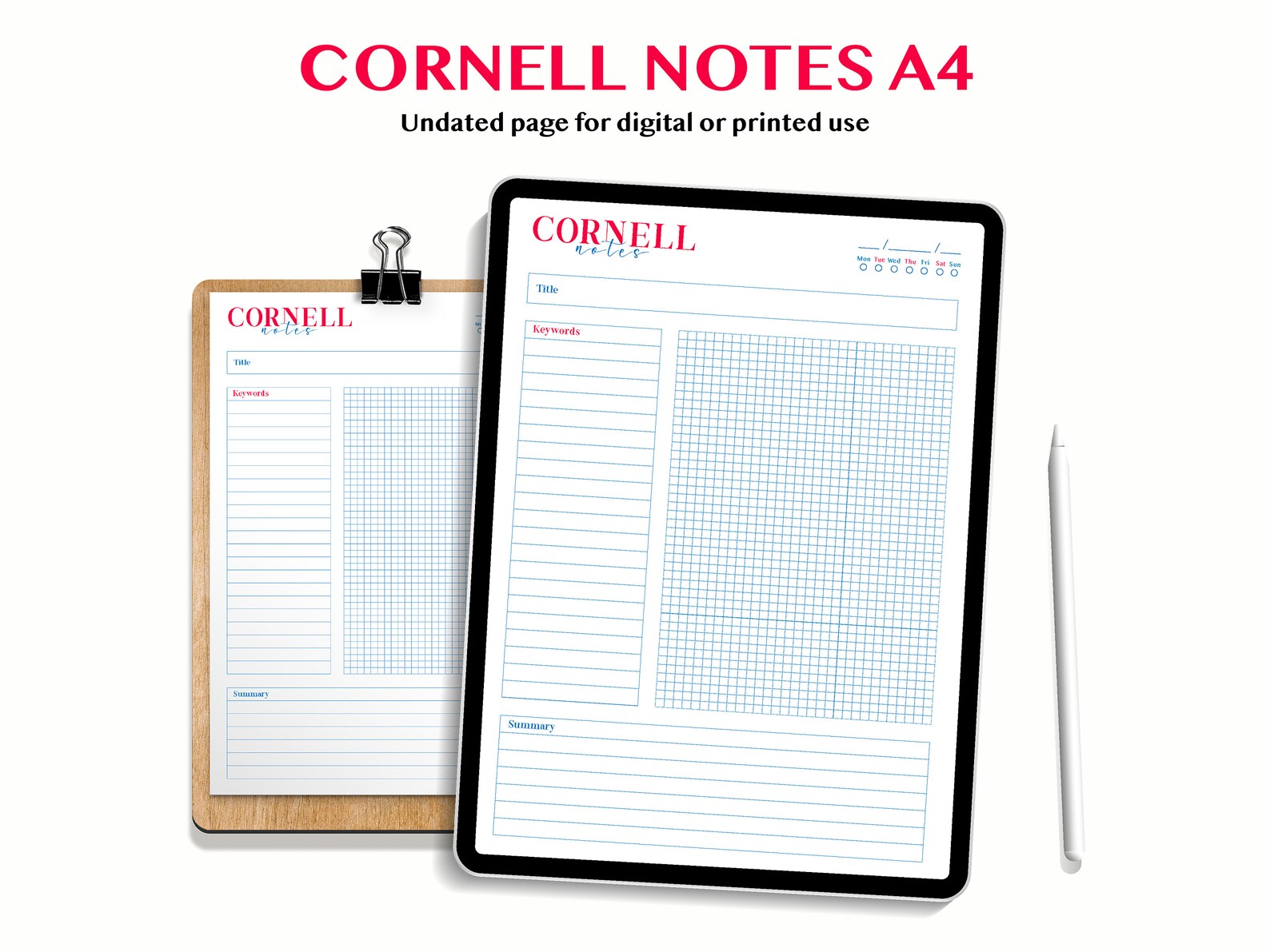 Digital Note Template Cornell Method A4 Professional Digital Note ...
